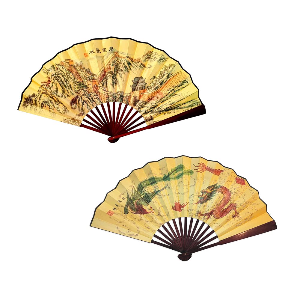 Amazon.com: Fox Baby 2 Pcs Folding Hand Fan,13 inch Bamboo Fabric Large ...