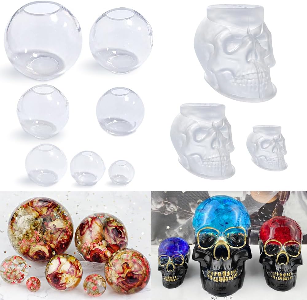 Amazon.com: RESINWORLD Set of Large + Medium + Small 3D Skull Resin ...