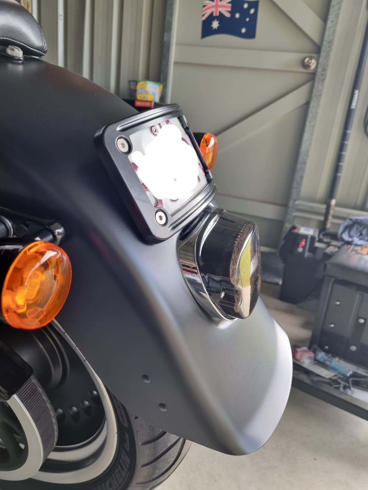 ECOTRIC Curved Laydown License Plate Mount with Frame Harley License ...