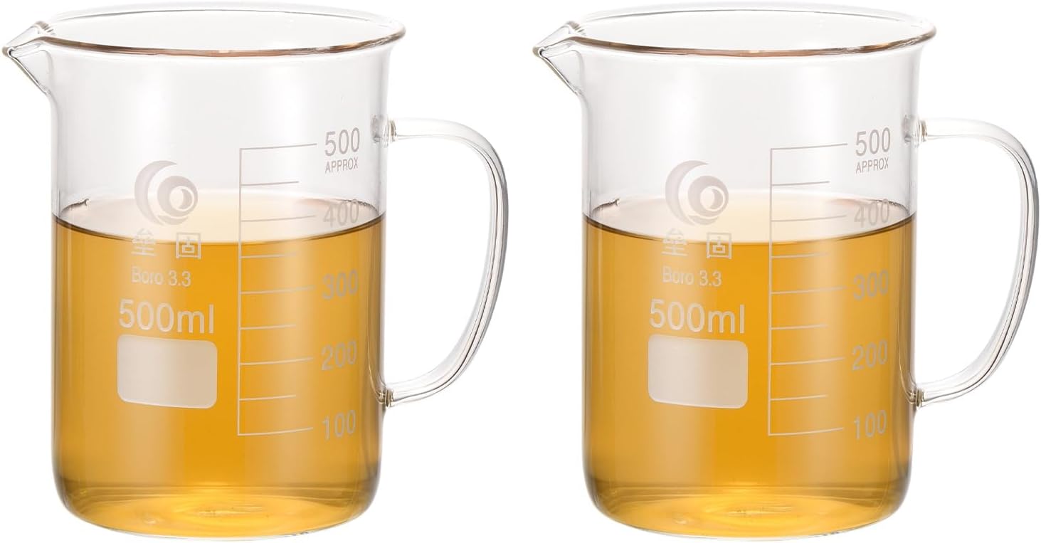 Amazon.com: PATIKIL 500ml Glass Beakers, 2Pcs Beakers 3.3 Borosilicate ...