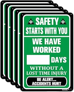 Amazon.com: Safety Starts with You Sign, Write-A-Day Safety Scoreboard ...