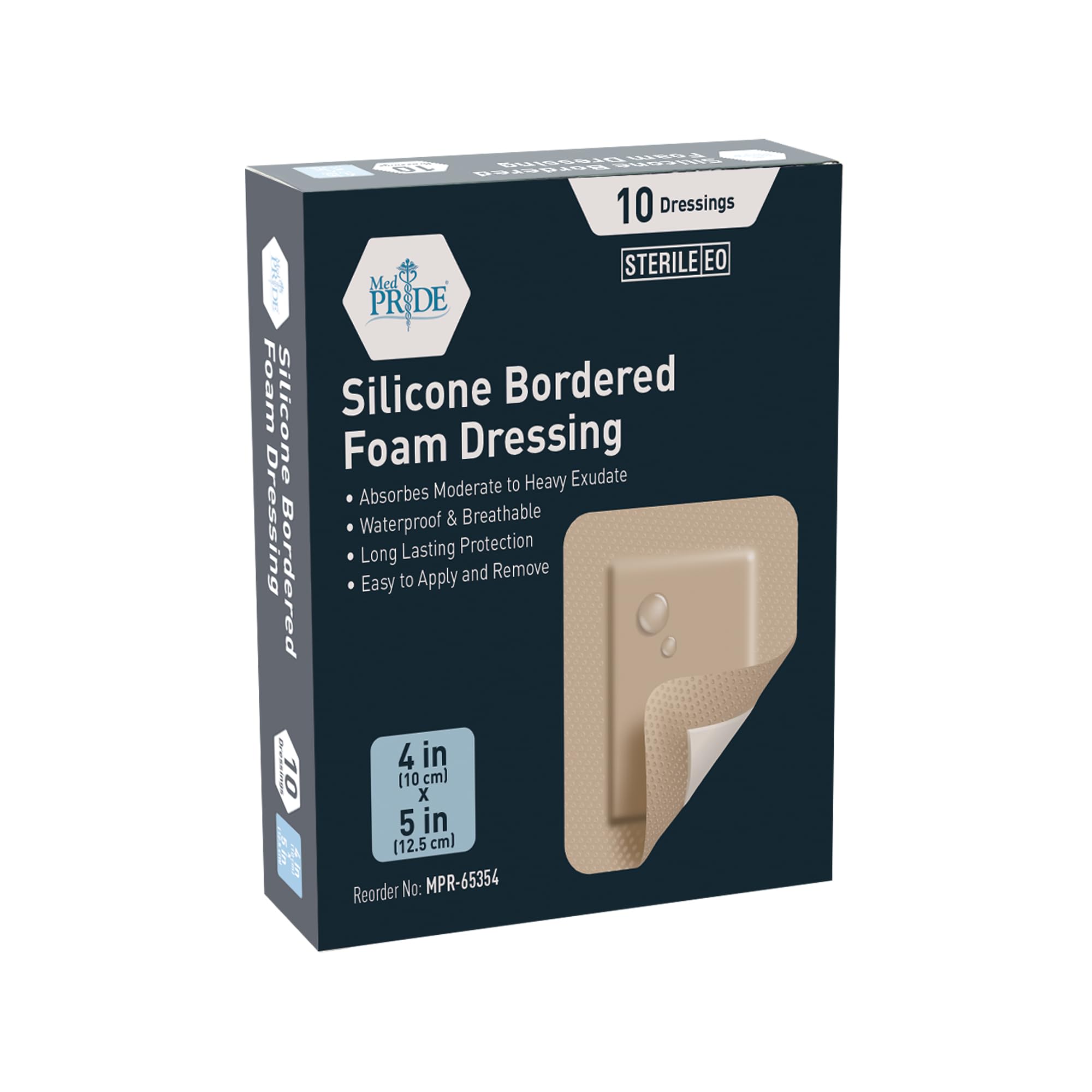 Buy MED PRIDE Silicone Bordered Foam 4’’ X 5’’ Wound Dressing Pads- 10 ...