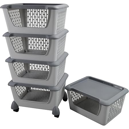 Amazon.com - Kekow 4-Pack Plastic Large Stacking Organizer Basket ...