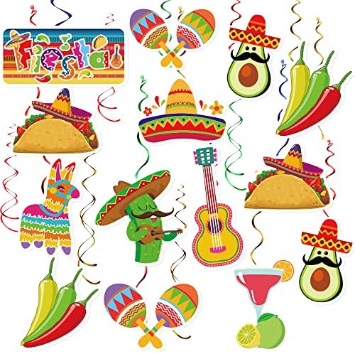 Amazon.com: 30PCS Mexican Fiesta Party Hanging Swirl Decorations ...