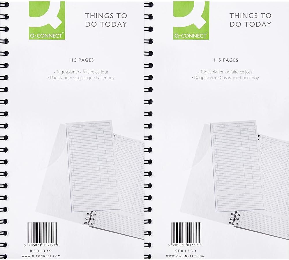 Q-Connect Wirebound Things to Do Today Book 150x280mm (Pack of 2 ...