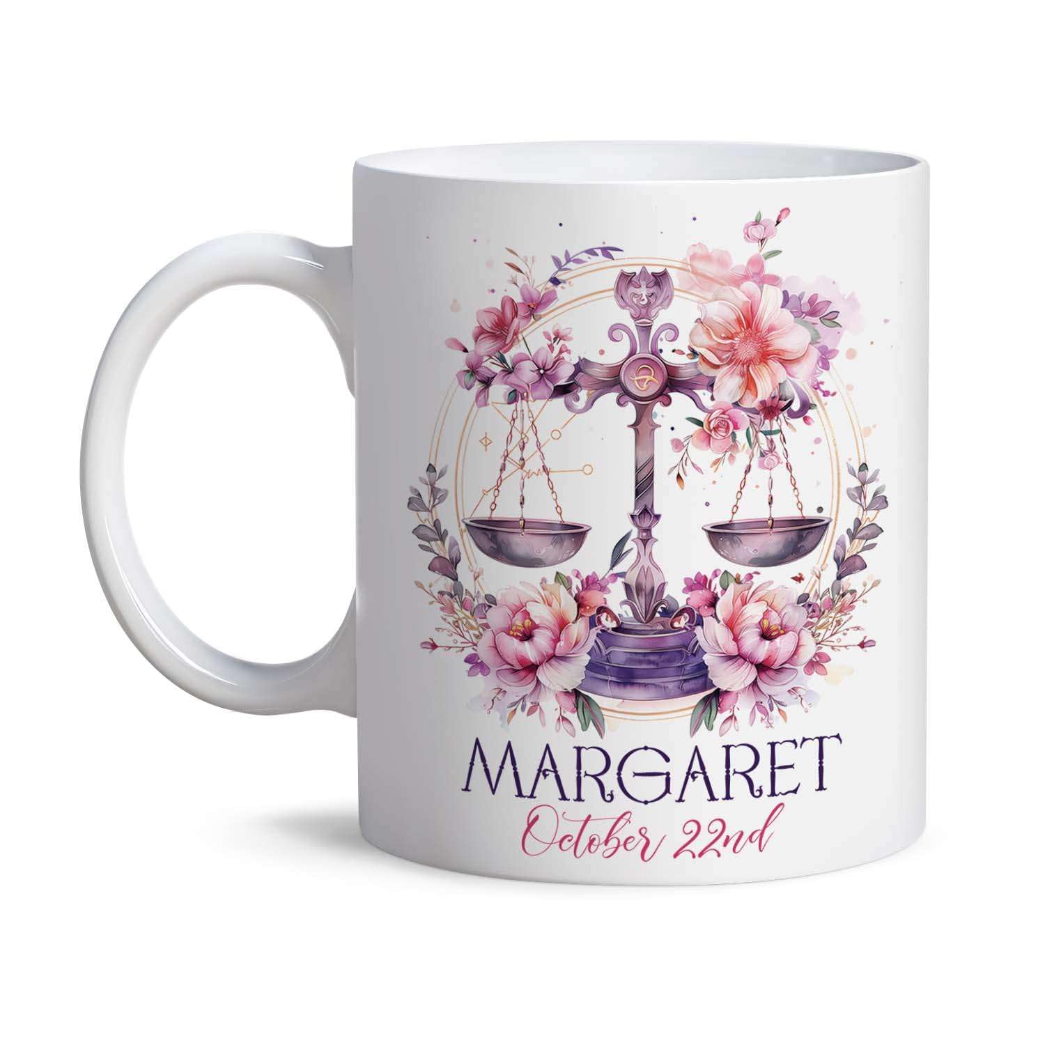 Amazon.com: Personalized Libra Zodiac Coffee Mug With Name And Date ...