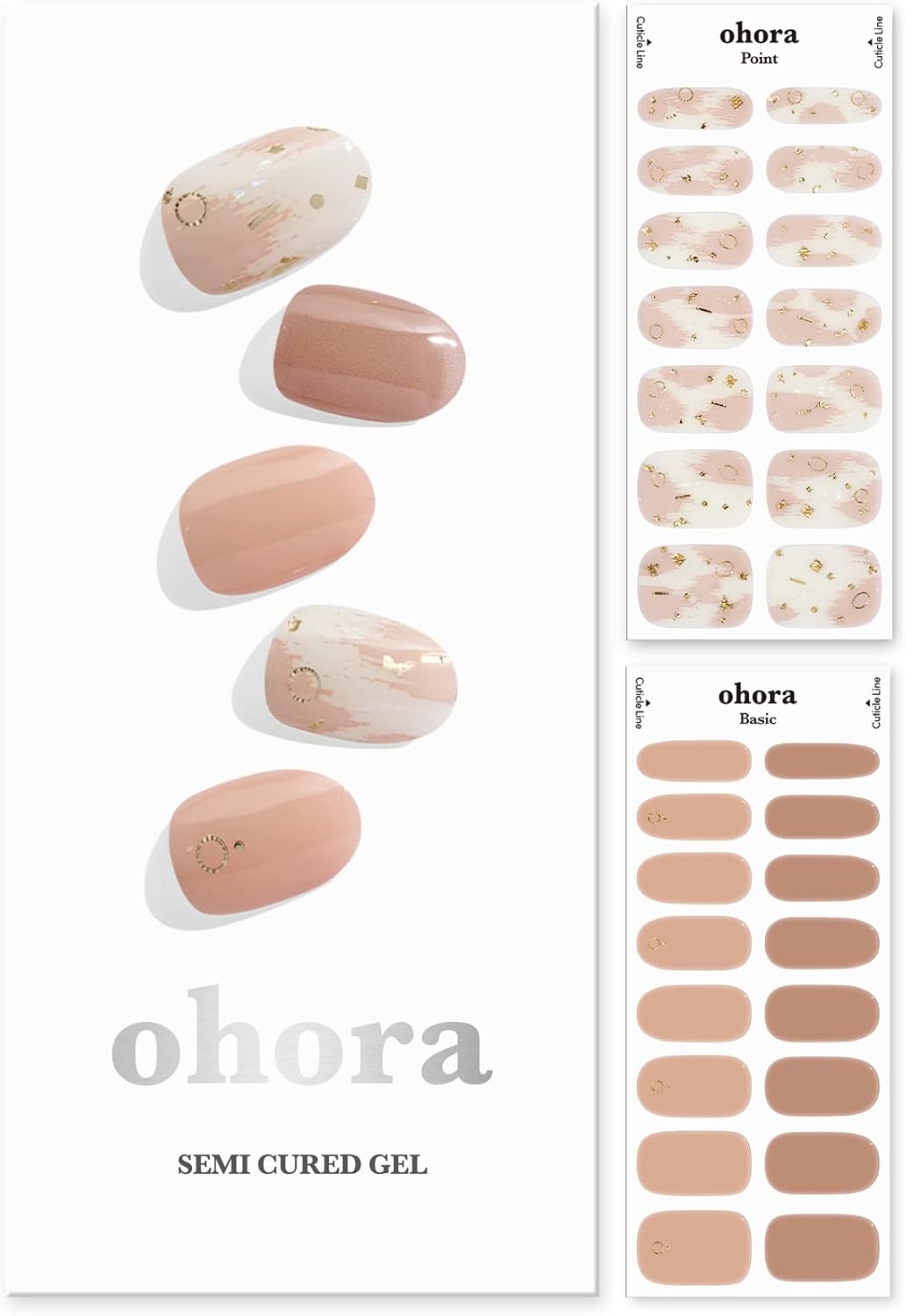 Amazon.com: ohora Semi Cured Gel Nail Strips (N Almond Blossom) - Works with Any UV Nail Lamps ...
