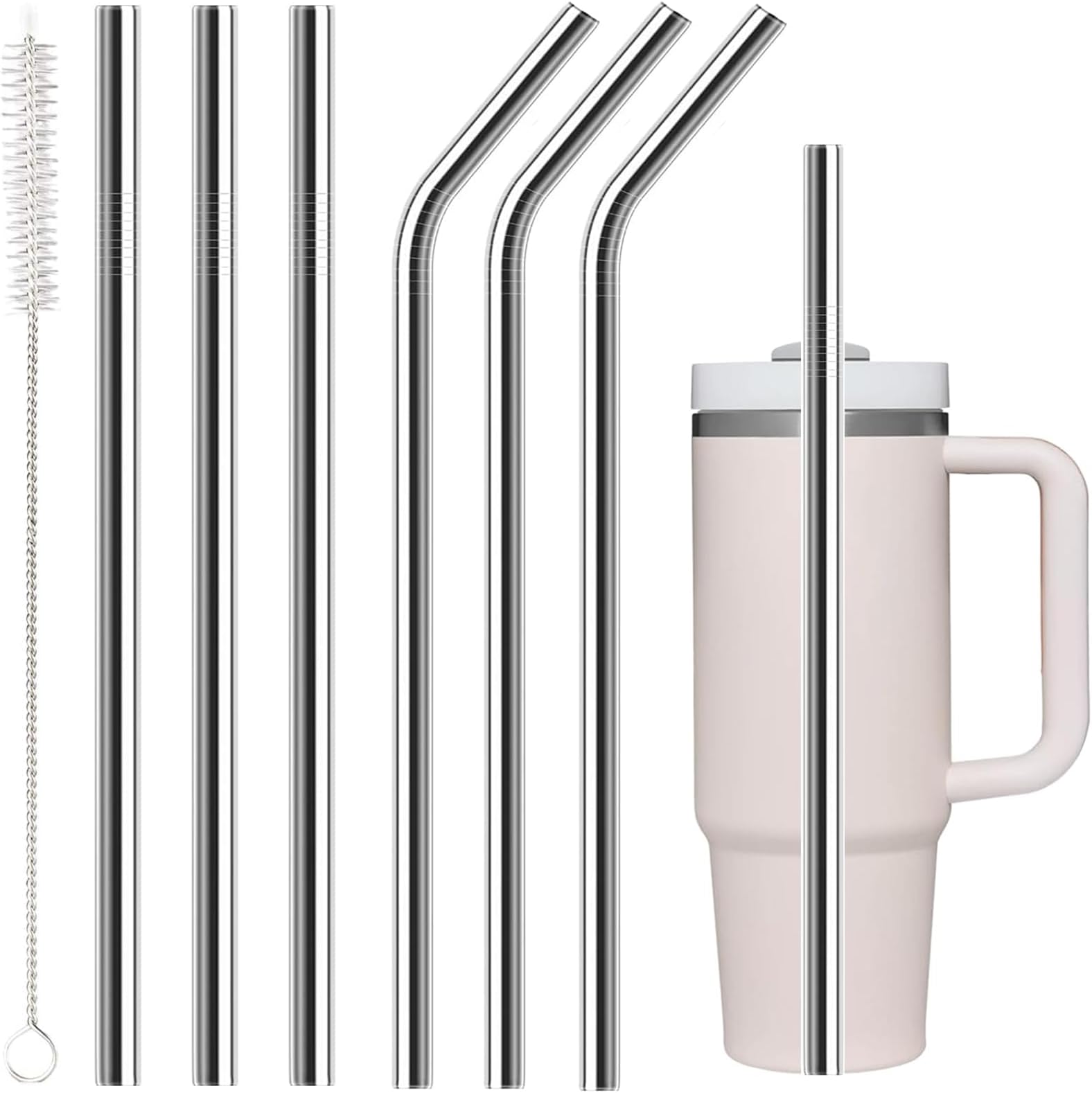 Amazon.com: Hiware 12-Pack Reusable Stainless Steel Metal Straws with ...