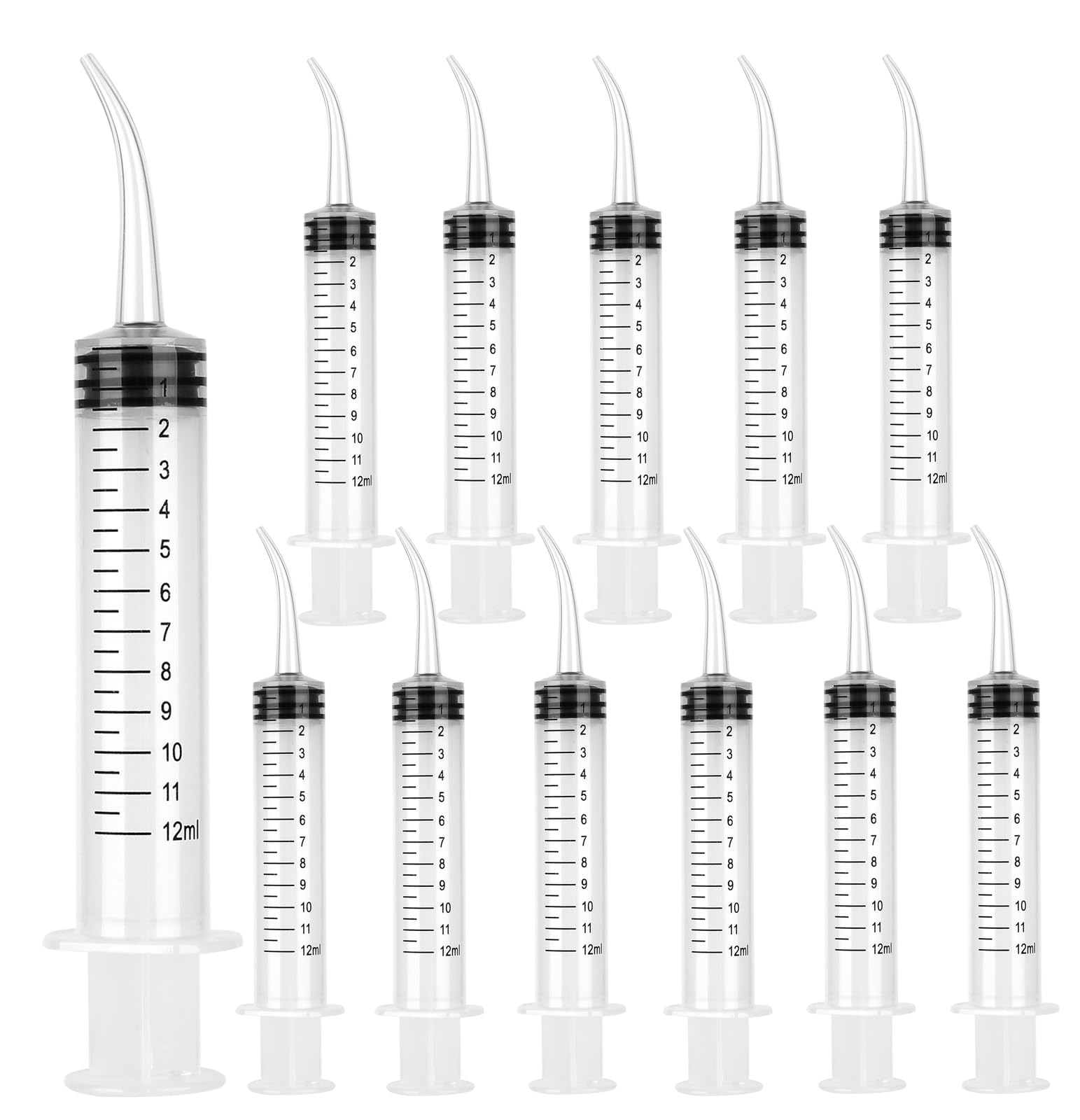Amazon.com: 12 Pack Disposable 12ml Dental Syringe with Curved Tip ...
