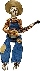 Halloween Banjo Playing Skeleton Ornaments, Funny Animated Spooky ...