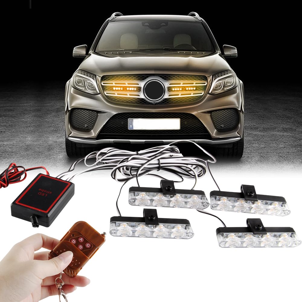 Snapklik.com : 4 In 1 12V Emergency Strobe Warning Grille Lights ...