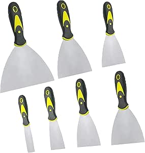 Superjackwang 7PCS Stainless Steel Putty Knife Set, Taping Knives ...