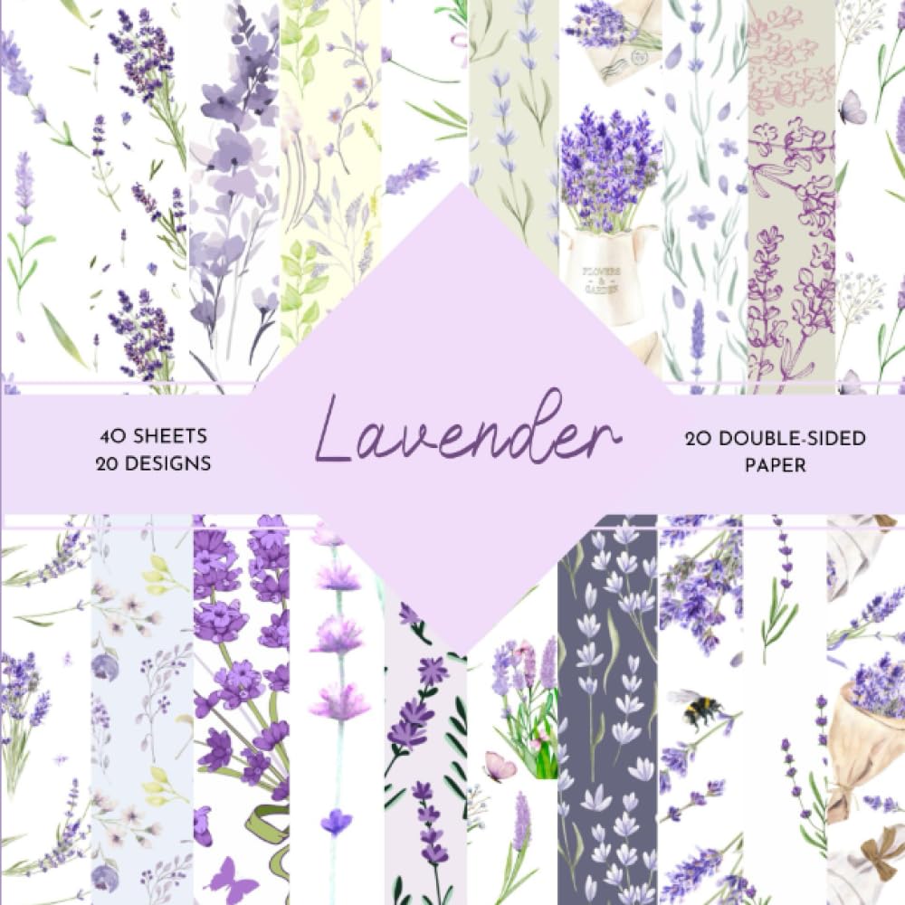Lavender Scrapbook Paper: | 8,5 x 8,5 size | 40 patterned double sided ...