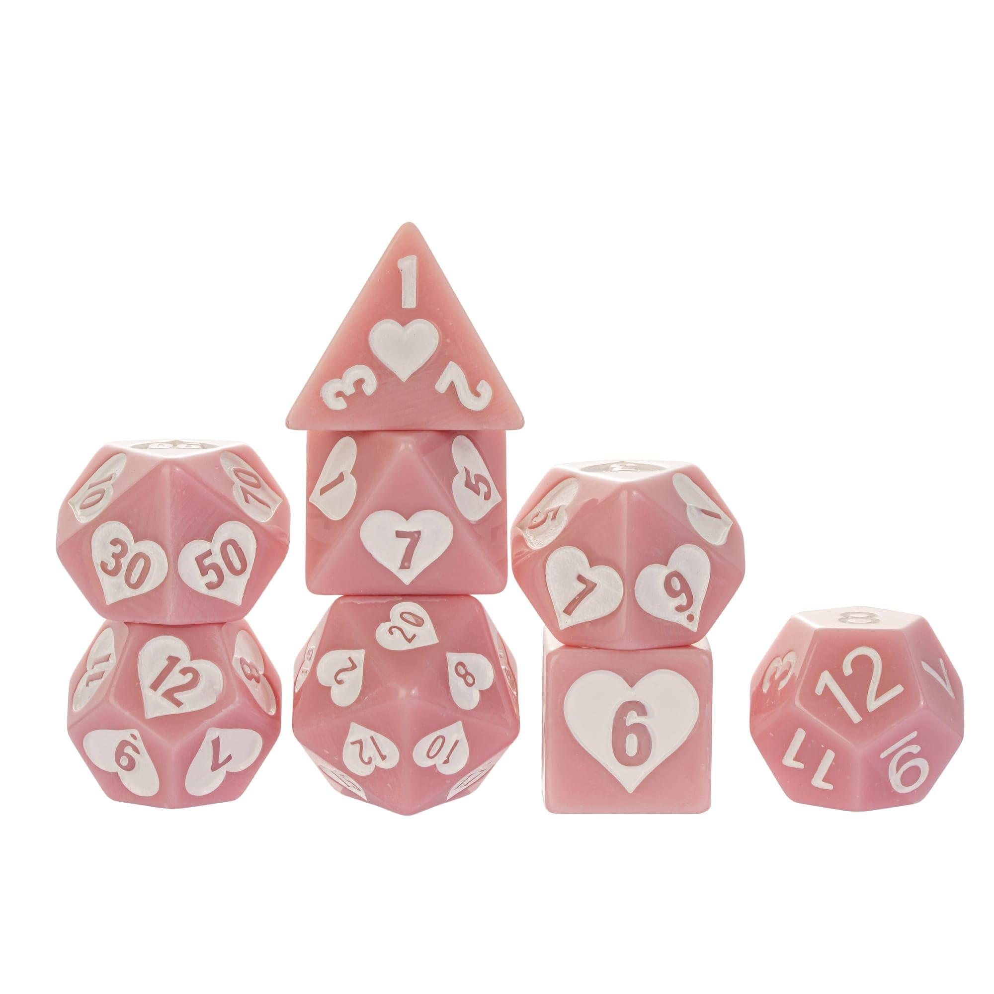 Amazon.com: HDdais 8 Piece Pink DND Dice Set, Heart Resin Polyhedral ...