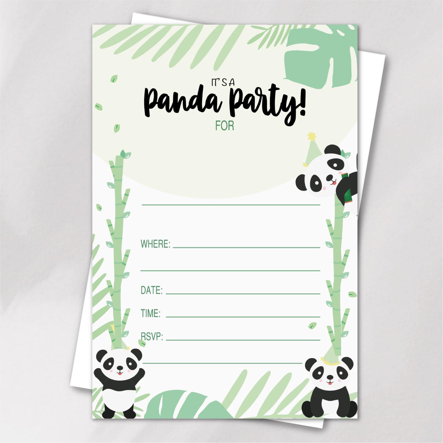 Amazon.com : VNWEK Panda Birthday Party Invitations With Envelopes,It's ...