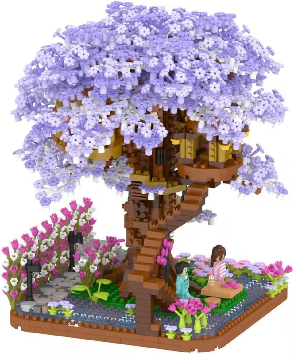 Mini Cherry Blossom Tree House Bonsai Tree Building Kit, 2200 Pcs Mini ...