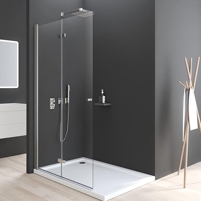 Boromal Walk in Duschwand 2-teilig faltbar Walkin Dusche 116x185cm Walk ...