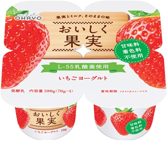 Amazon | [冷蔵]オハヨー おいしく果実いちごヨーグルト4p 280g×6個 | OHAYO | フルーツヨーグルト 通販