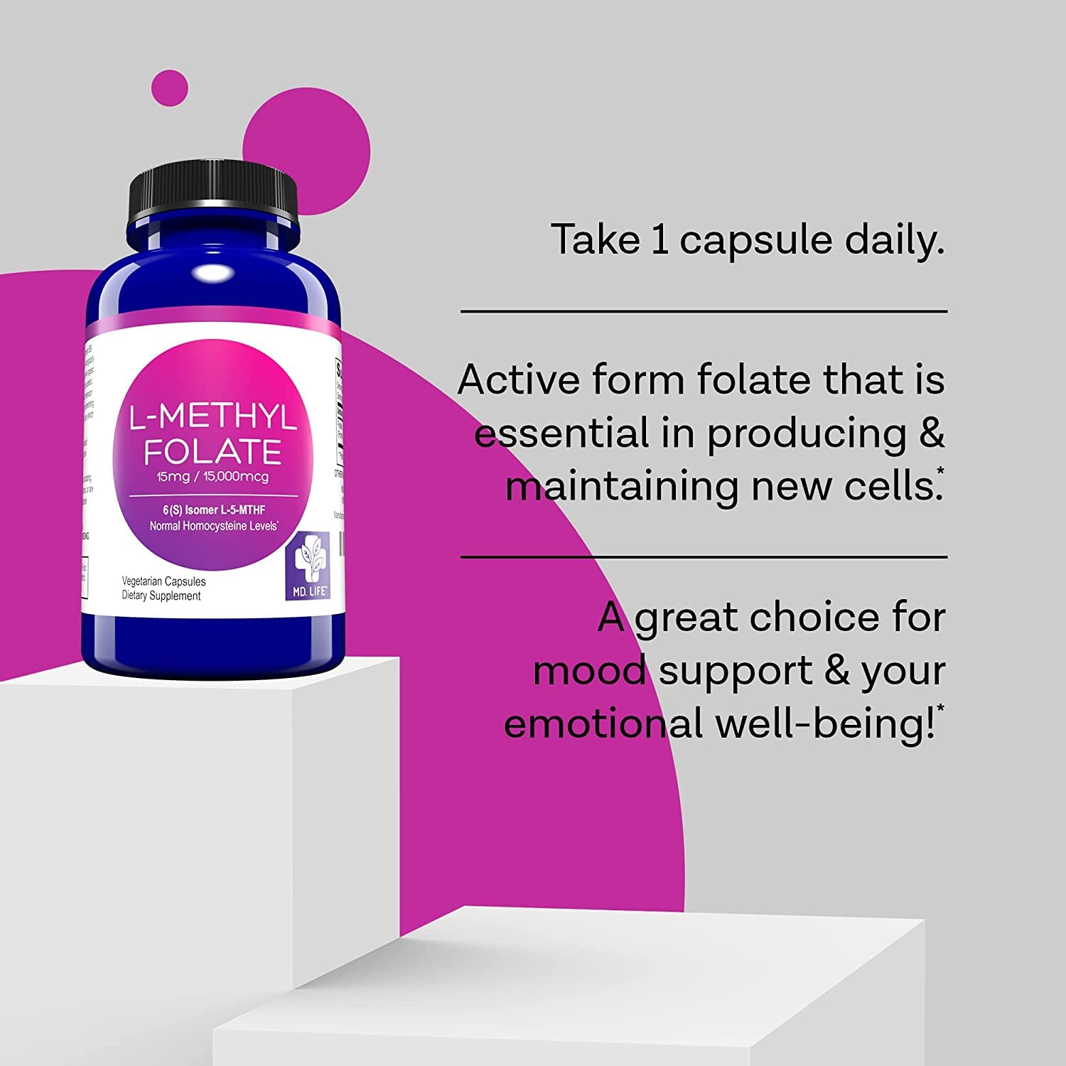 Snapklik.com : MD Life L-Methylfolate 5mg - Professional-Grade Active ...