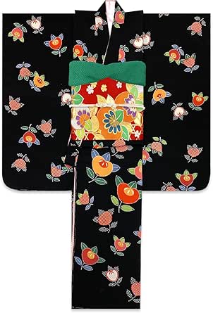 Amazon.co.jp: Kyoto Muromachi st. Junior Furisode Set, Pure Silk, Girls ...