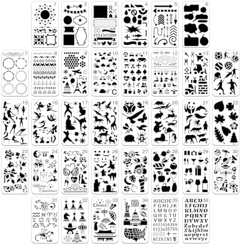 OOTSR 30 Pcs Journal Stencils Set, 10.2 * 17.8cm, Variety of Designs ...
