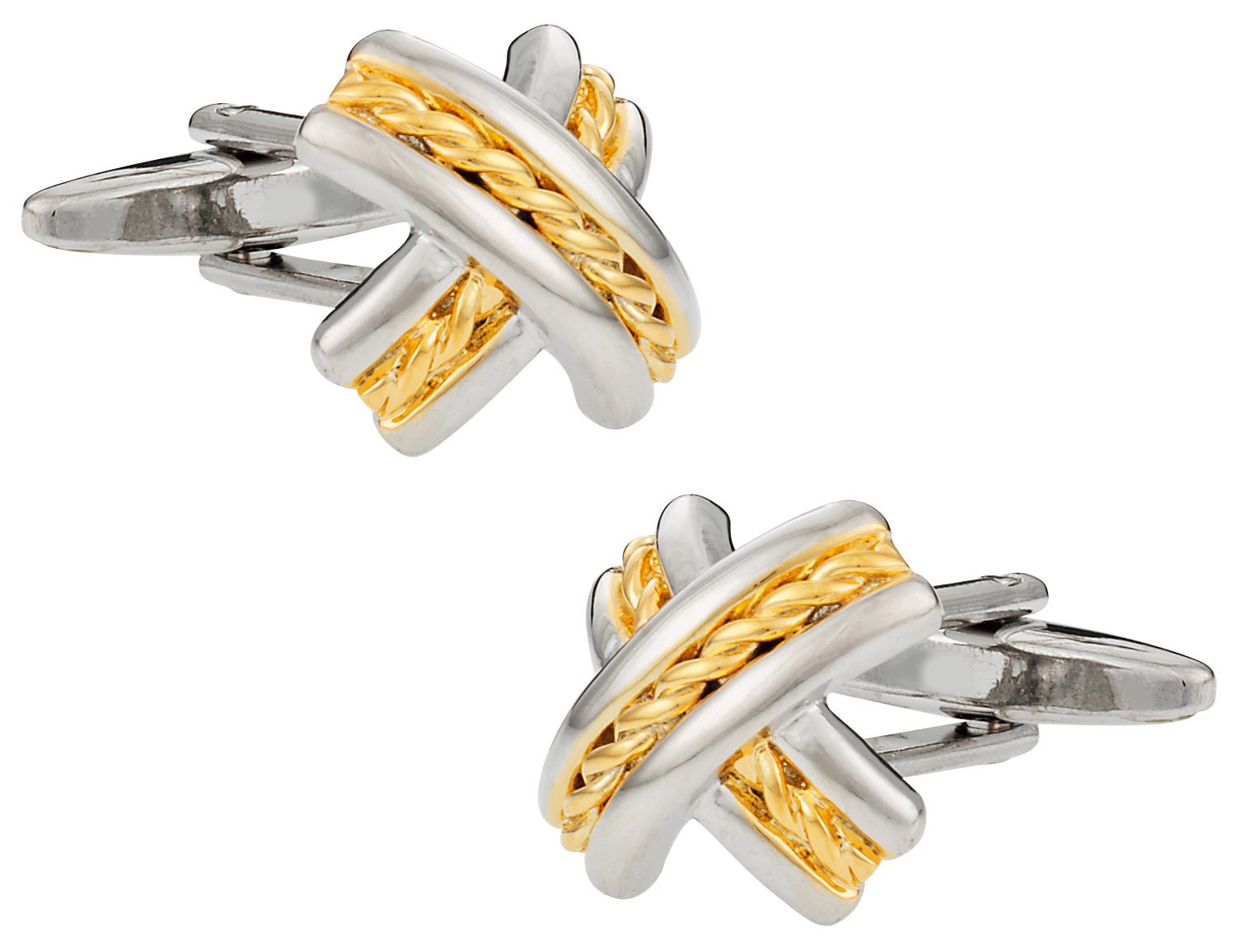 Amazon.com: Elegant Two Tone Gold Silver X Cufflinks with Presentation ...