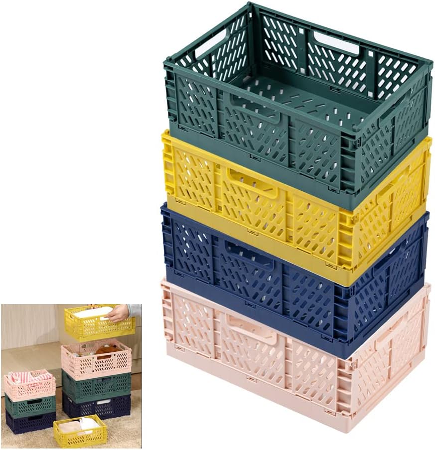 Amazon.com: Ygapuzi Plastic Collapsible Crate Folding Storage Basket ...