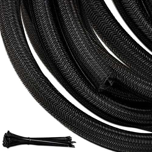 10ft Cable Management Sleeve - Thick Braided Wire Tidy Cover Expandable ...