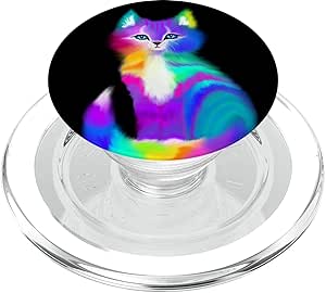 Amazon.com: Watercolor Colorful Cat Print Pop Kitty Socket Mount Print PopSockets PopGrip ...