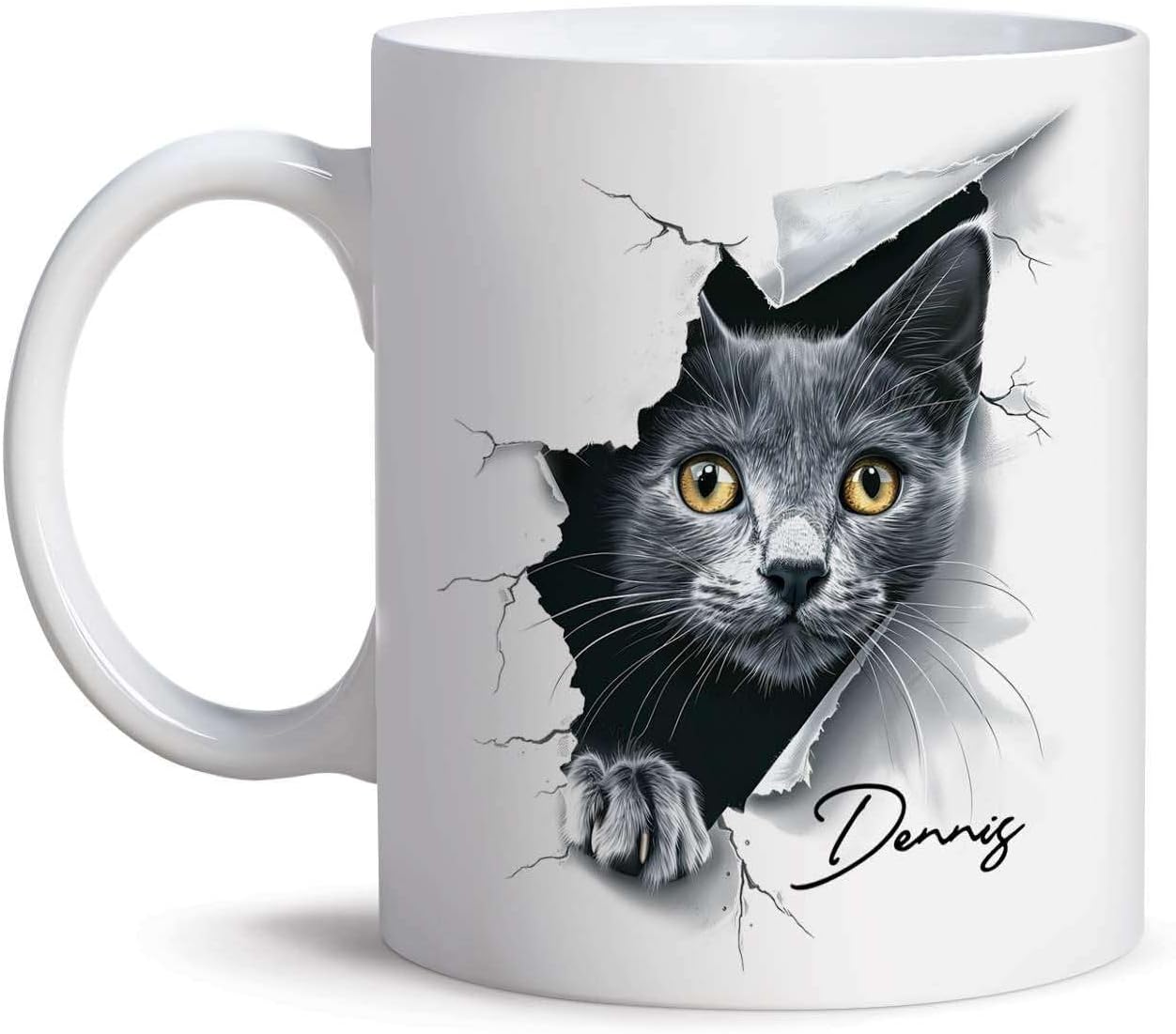Amazon.com: Custom Mug With Russian Blue Cat, Customized Name Ceramic ...