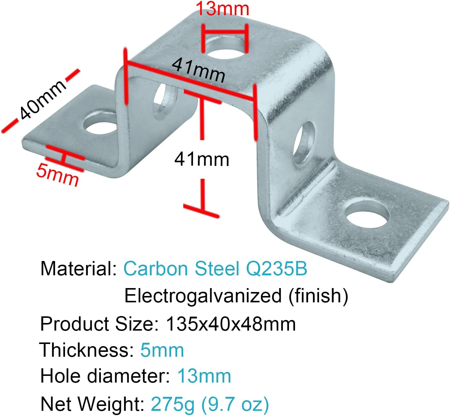 TSSS 6 PCS Top Hat U Bracket Strut Connector Bracket, Thickness 5mm ...