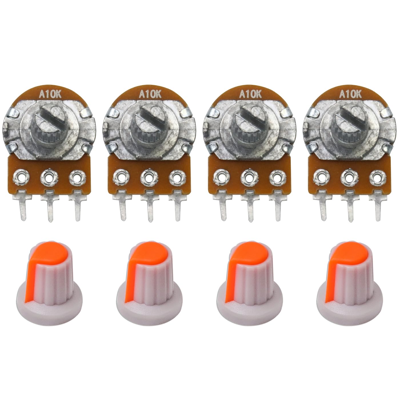 Electronic Spices 10k 3 Pin 14mm Long Round Shaft Rotary Potentiometer ...