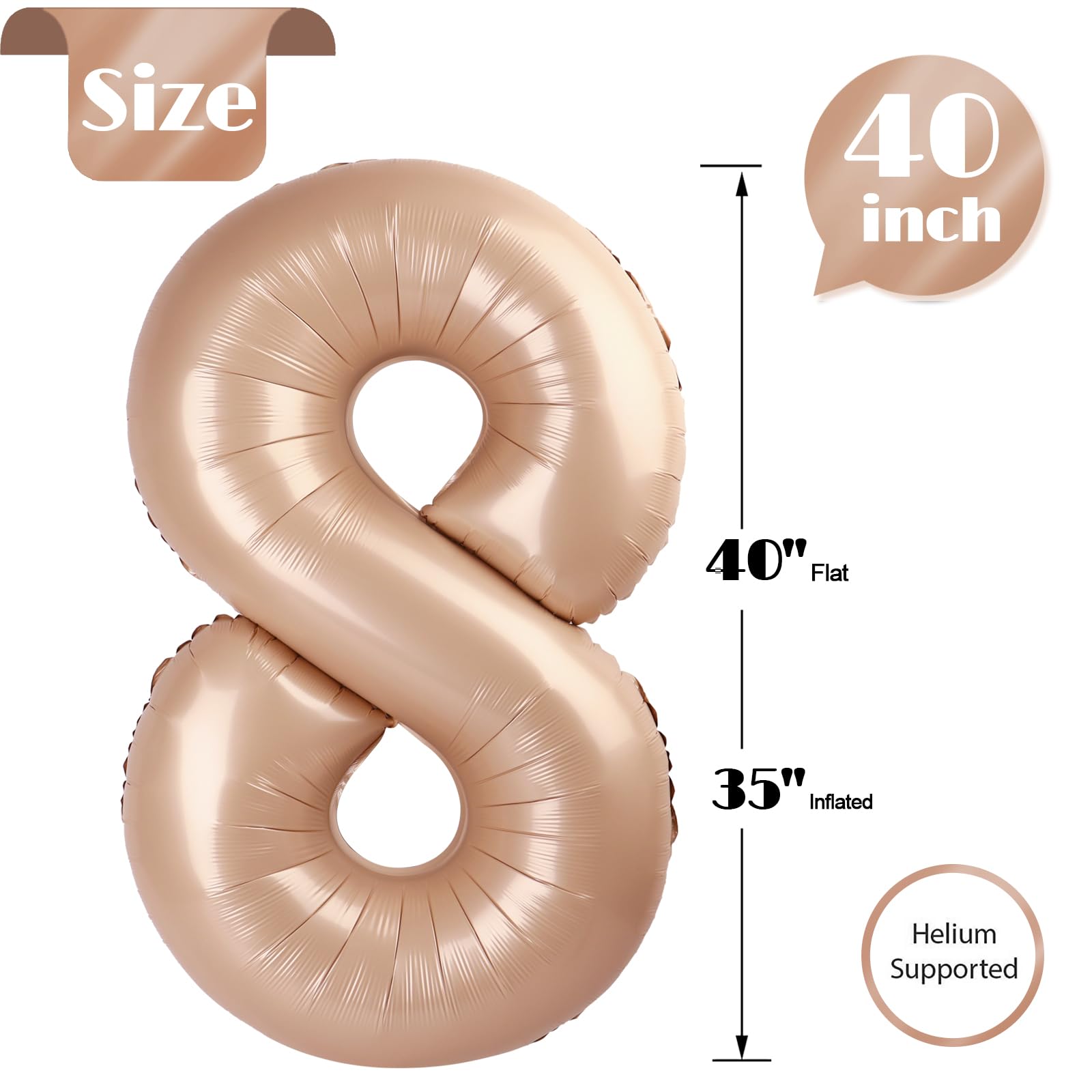 Snapklik.com : Light Brown Number 8 Balloon 40 Inch, 8 Balloon Number ...