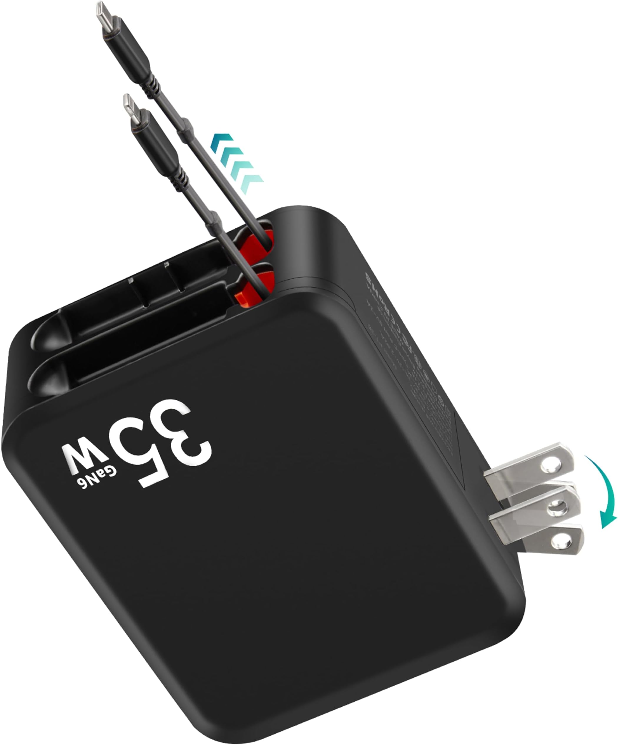 Amazon.com: Retractable Wall Charger,35W PD Fast USB Charger Block with ...