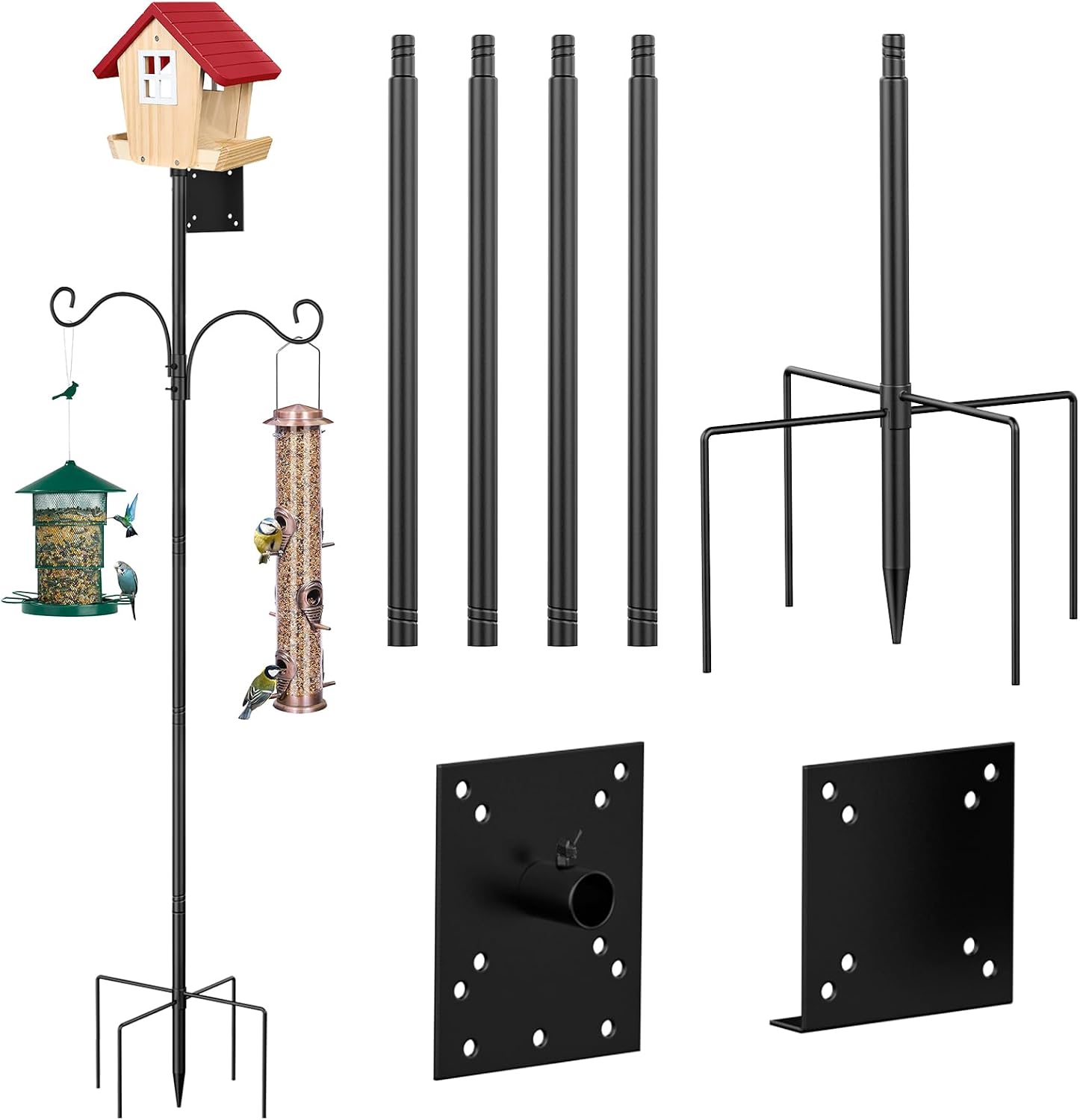 Amazon.com : Bird Feeder Pole,94 Inch Heavy Duty Bird House Pole Mount ...