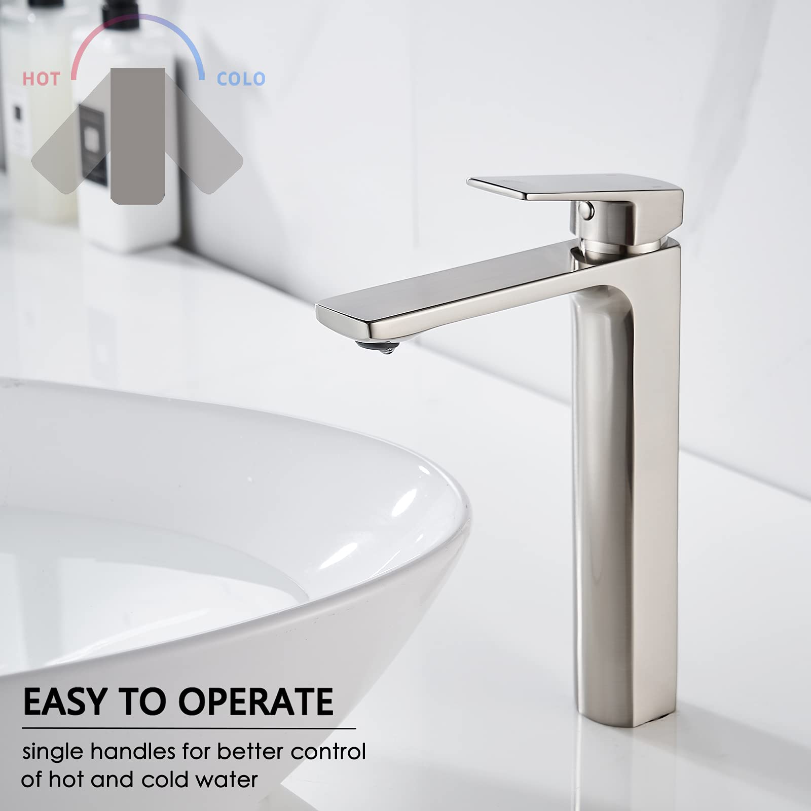 Snapklik.com : VOTON Vessel Sink Facuet Brushed Nickel Single Handle ...