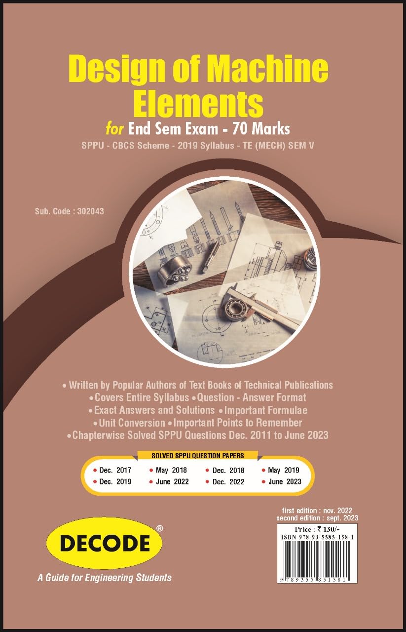 Amazon.in: Buy Design of Machine Elements for SPPU 19 Course (TE - SEM ...