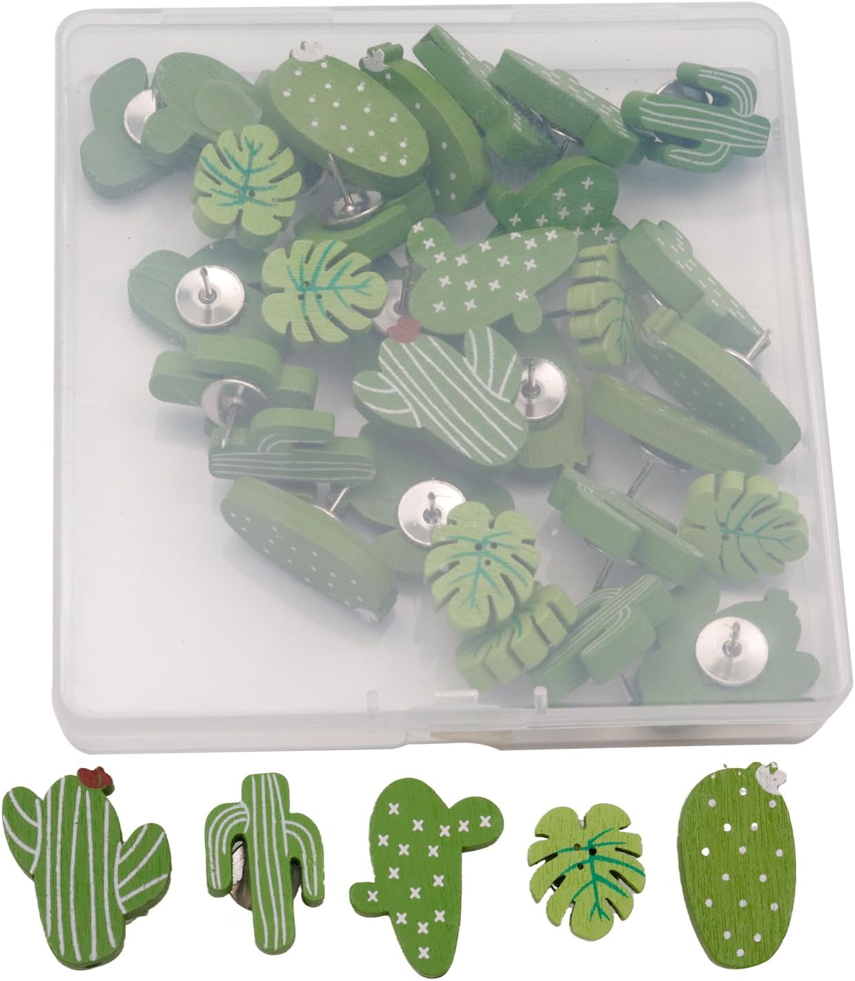 Amazon.com: Antrader 30 Pieces Plants Push Pins Set Wooden Push Pins ...