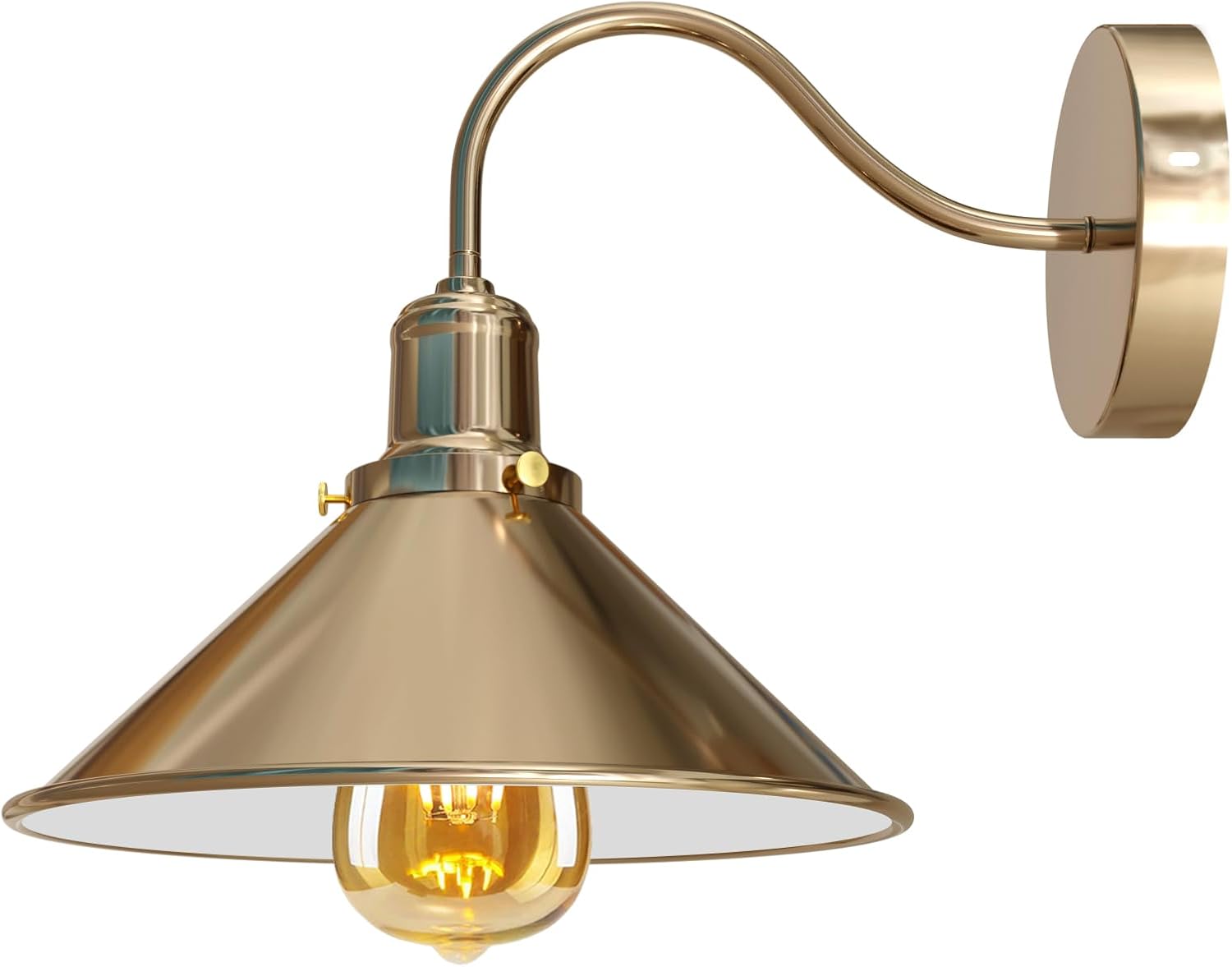 DC VOLTAGE Industrial Swan Neck Wall Light Fixture in Brass Finish ...