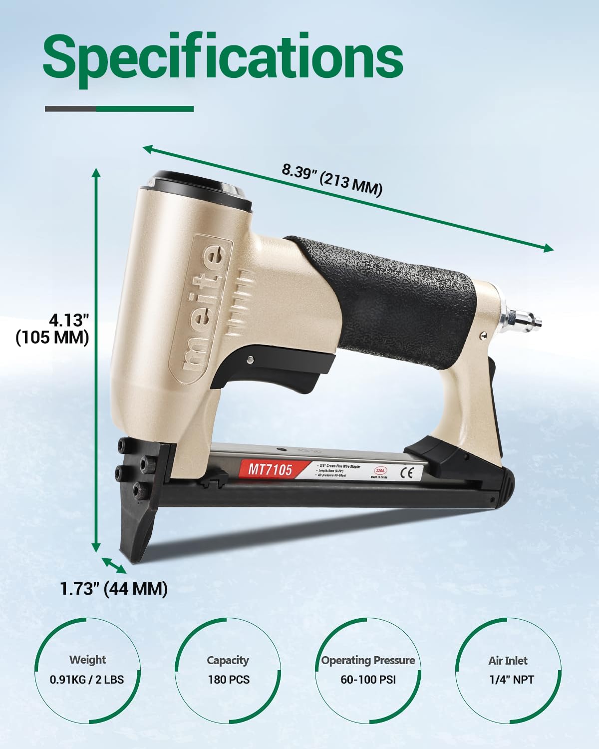 Snapklik.com : Meite MT7105 Upholstery Stapler - 22 Gauge 71 Series 3/8 ...