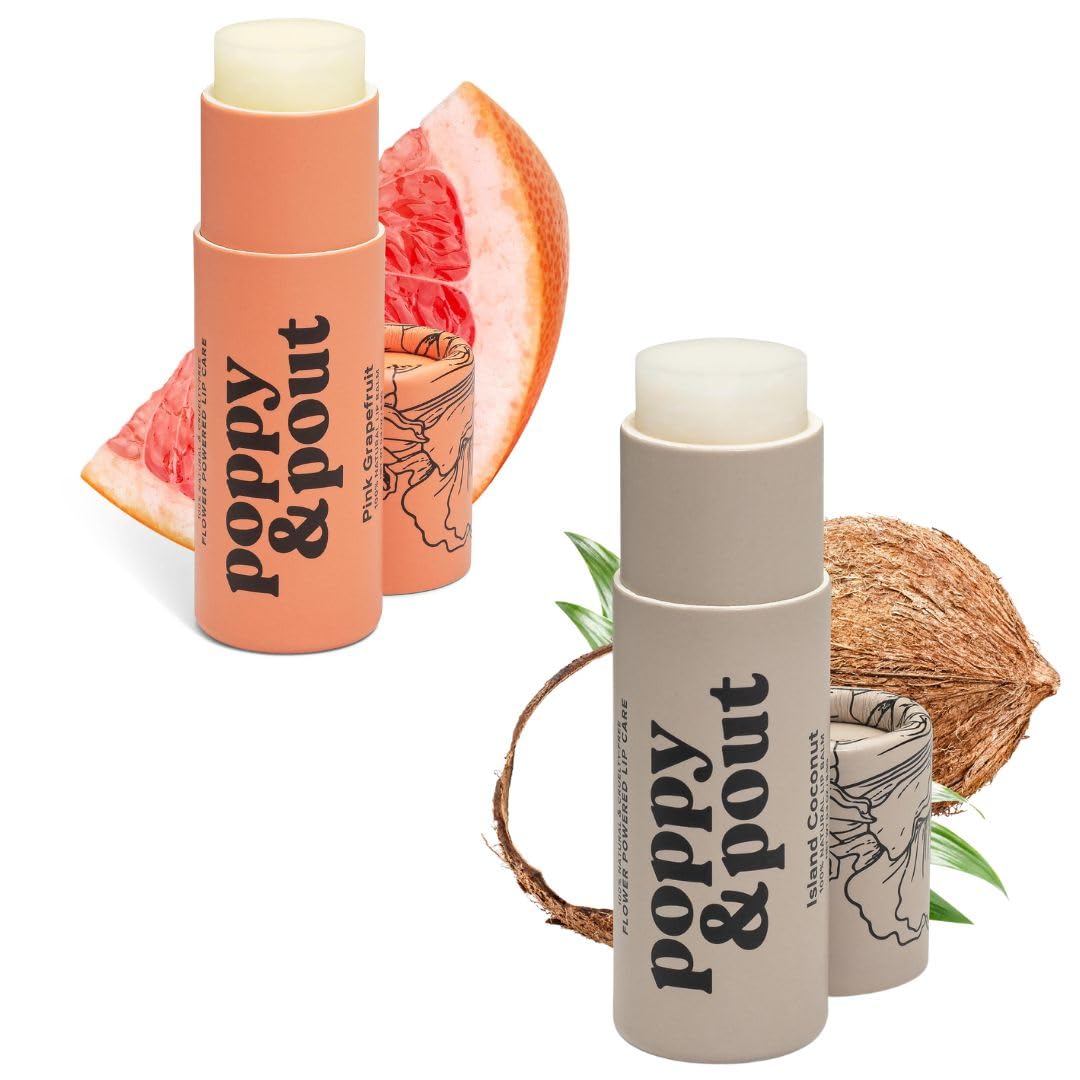 Amazon.com : Poppy & Pout Jumbo Lip Balm 2 Pack, All Natural Lip Balms ...