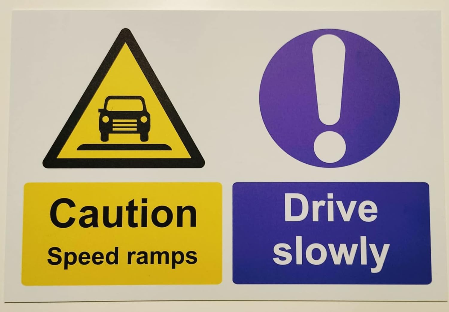 Caution speed ramps drive slowly sign - 1.2mm rigid plastic 300mm x ...