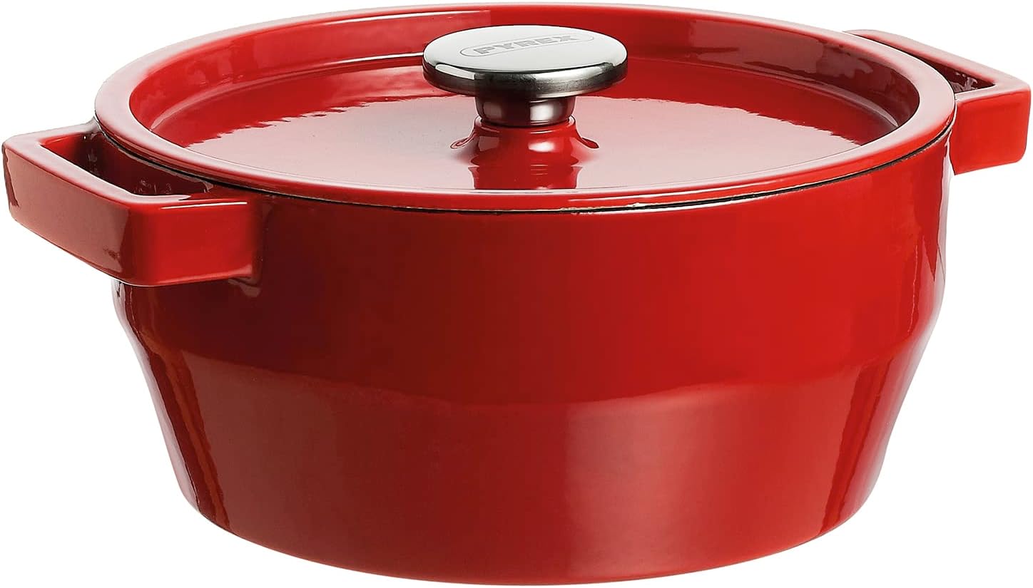 Amazon.com: Pyrex 28cm Slow Cook Casserole Cast Iron, Red: Home & Kitchen