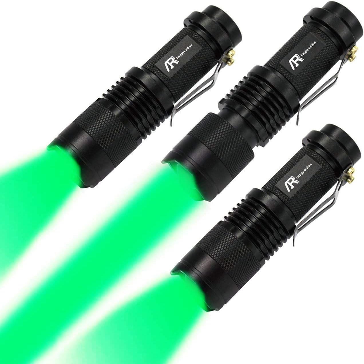 AR happy online 3 Pack Green Light Flashlight, Zoomable 3 Modes Mini ...