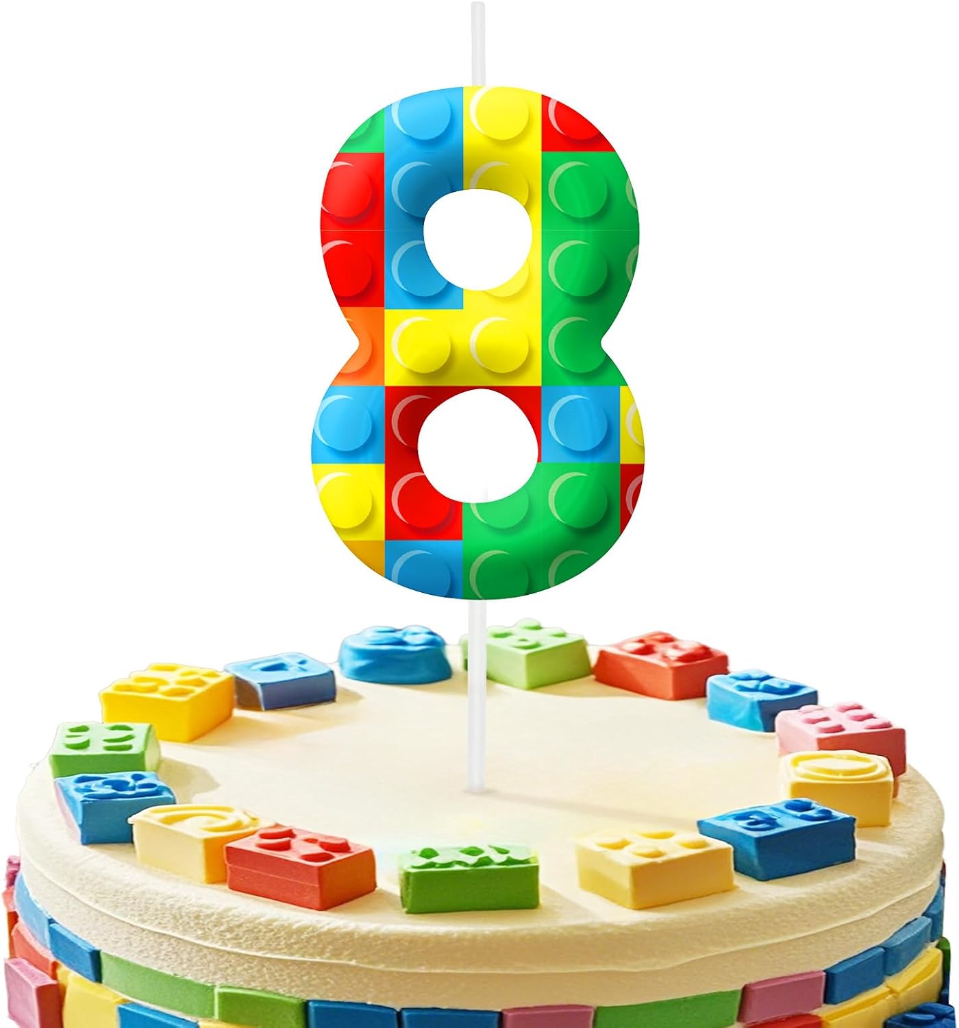 Amazon.com: Building Block 8th Birthday Candles, Number 8 Candle Cake ...