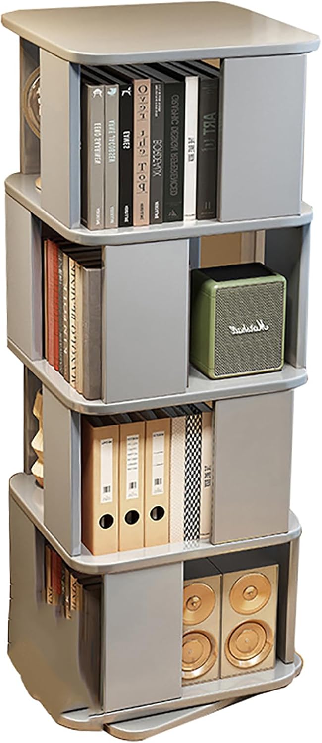 Amazon.com: SUZEPER Solid Wood Rotating Bookshelf,4 Tier Corner ...