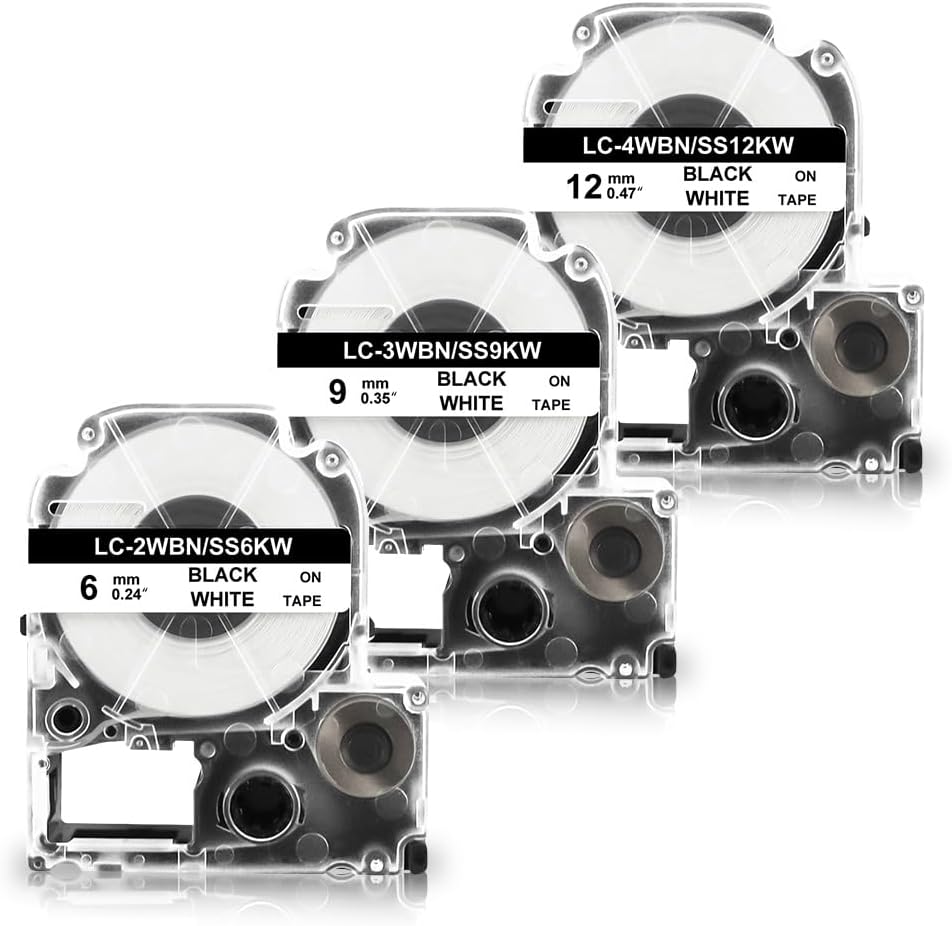 Amazon | テプラ 6mm 9mm 12mm 白 互換 キングジム テプラ テープ SS6K SS9K SS12 ラベルテープ テプラPRO カートリッジ てぷらーテープ セット 3個 ...