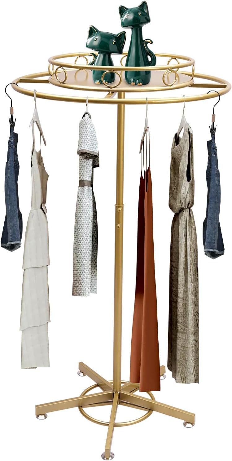 Amazon.com: JINHZIXIU 360° Rotating Clothes Rack Floor Standing Garment ...