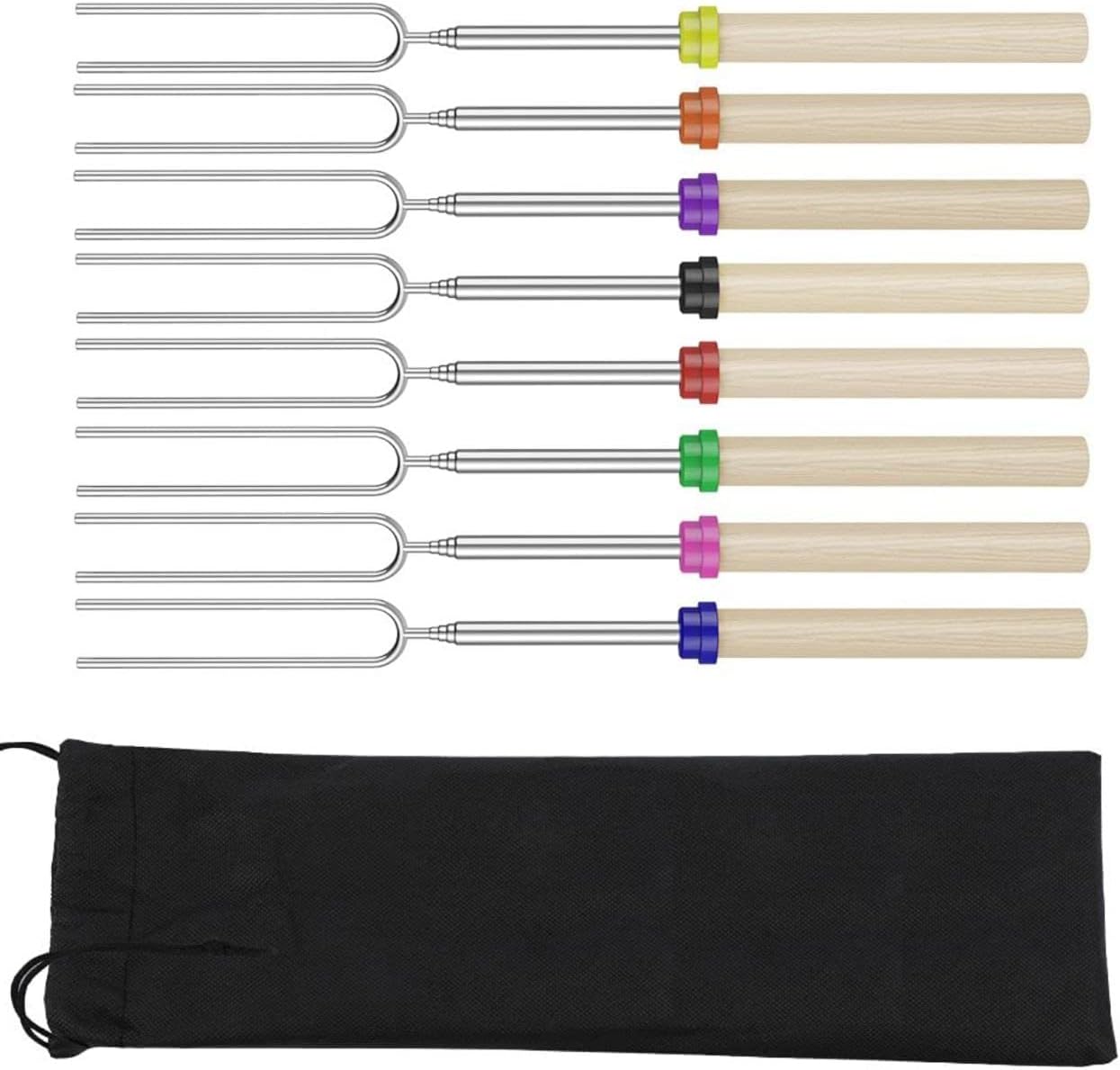Amazon.com: Set of 8 Marshmallow Roasting Sticks Stainless Steel Smores ...