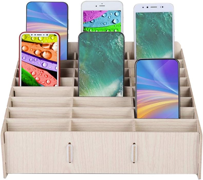 Multiple Cells Phone Holder Wooden Mobile Phone Storage Box Thickened ...